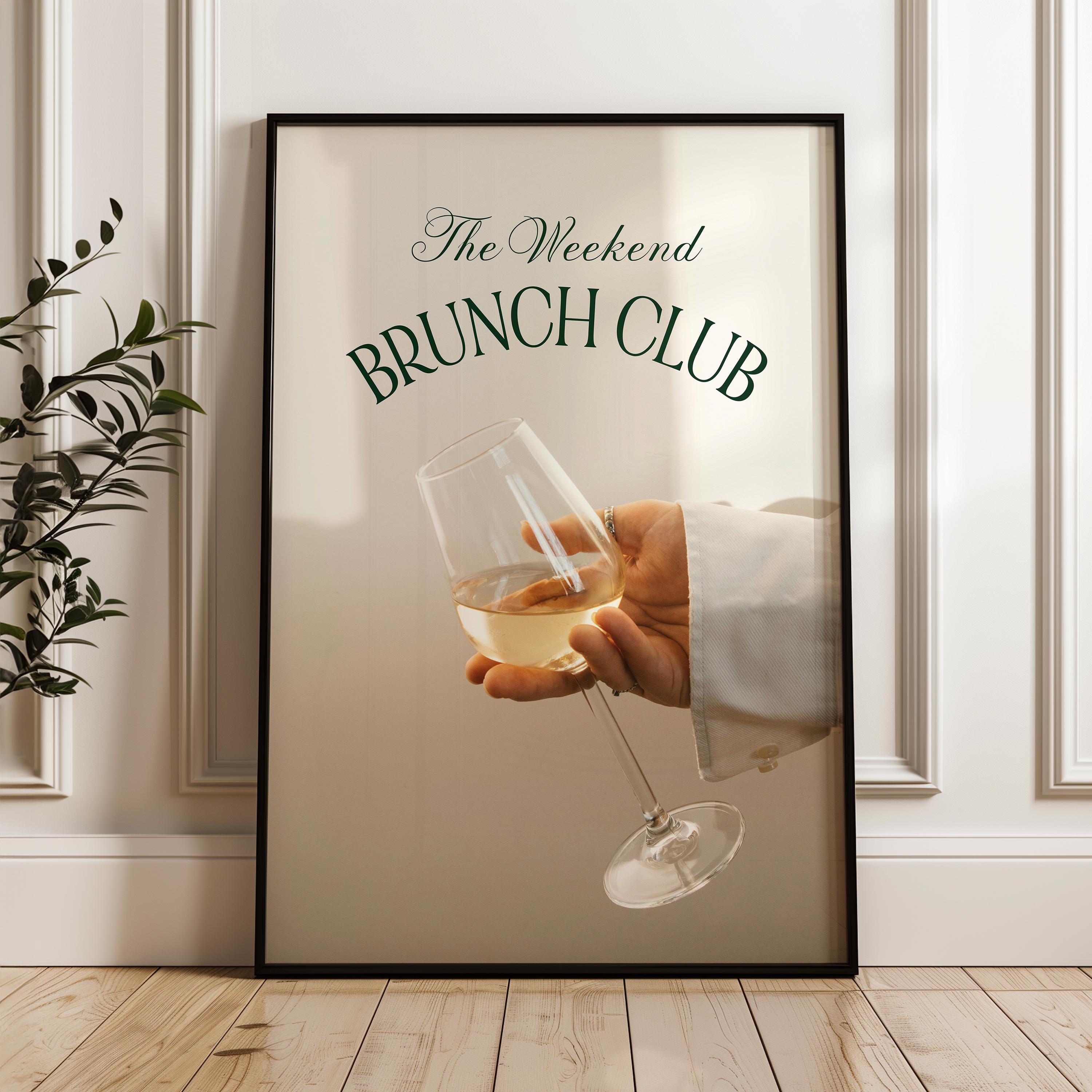 The Brunch Club Printable Art Wine Poster, Kitchen Wall Art Breakfast ...