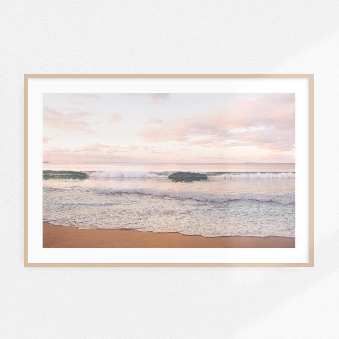 Sunset Beach Printable Art Beach Photography, Pink Sunset Beach Print ...