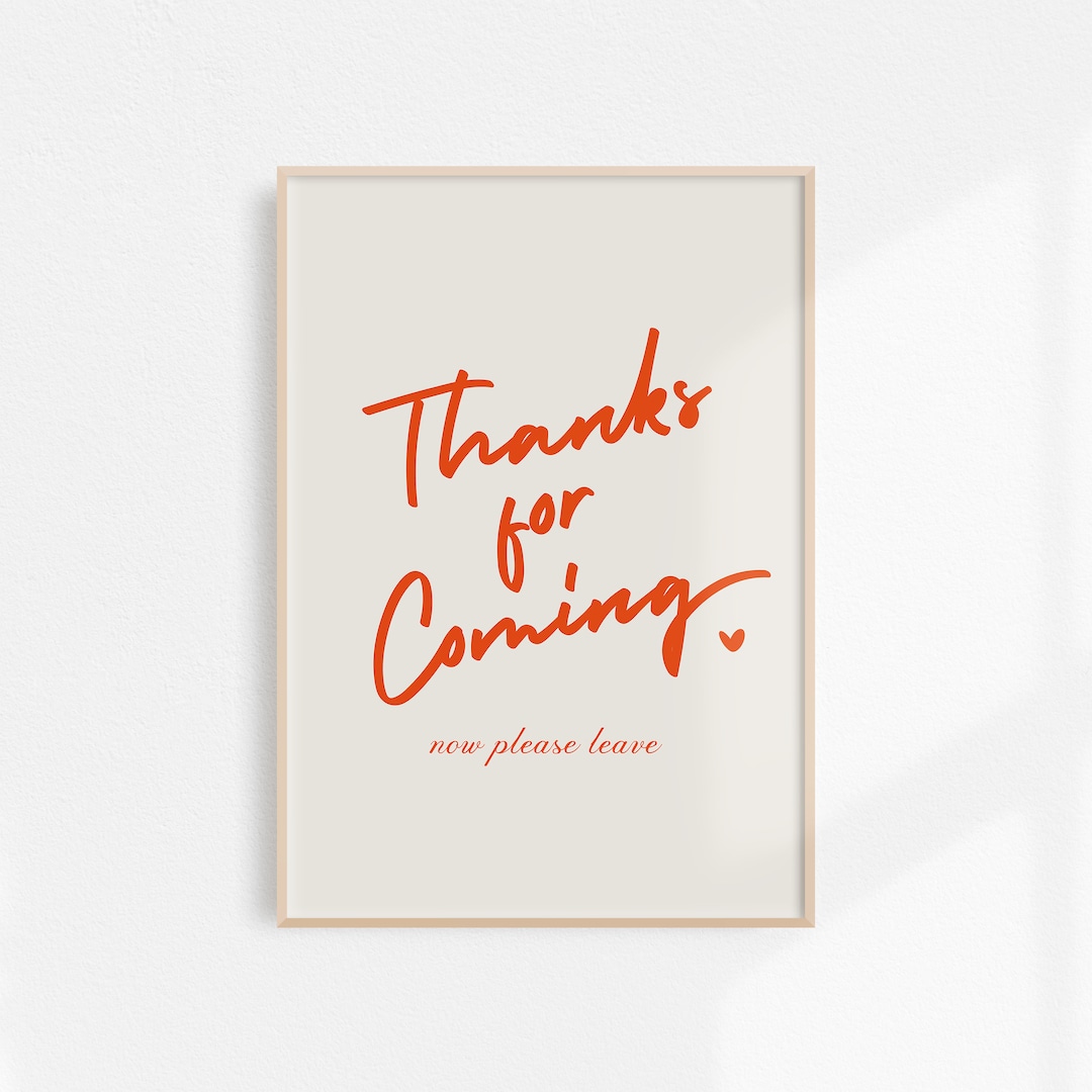 Thanks for Coming Printable Art Typography Art, Bar Cart Decor Red ...