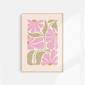 Pastel Pink & Green Floral Printable Art Retro Flower Poster - Etsy