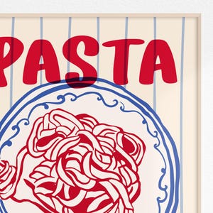 Hand Drawn Pasta Club Poster Trendy Kitchen Wall Art, Pasta Printable ...