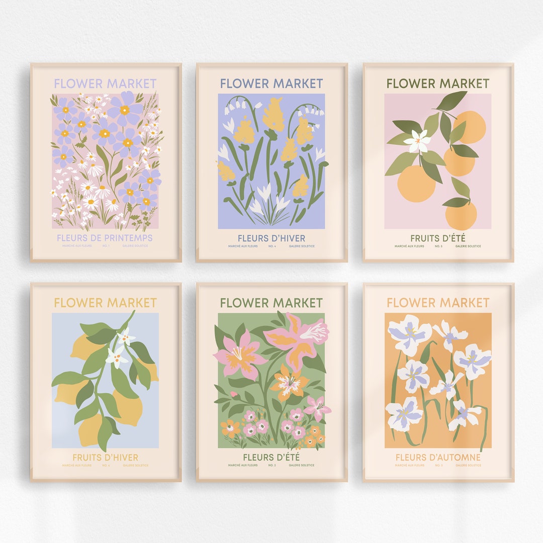 Flower Market Poster Set of 6 Gallery Wall Set, Vanilla Girl Printable ...