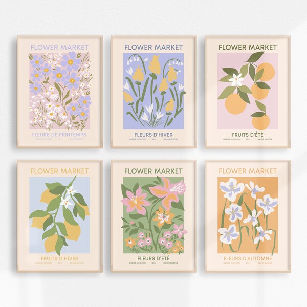 Aesthetic Flower Market Poster Set - Etsy
