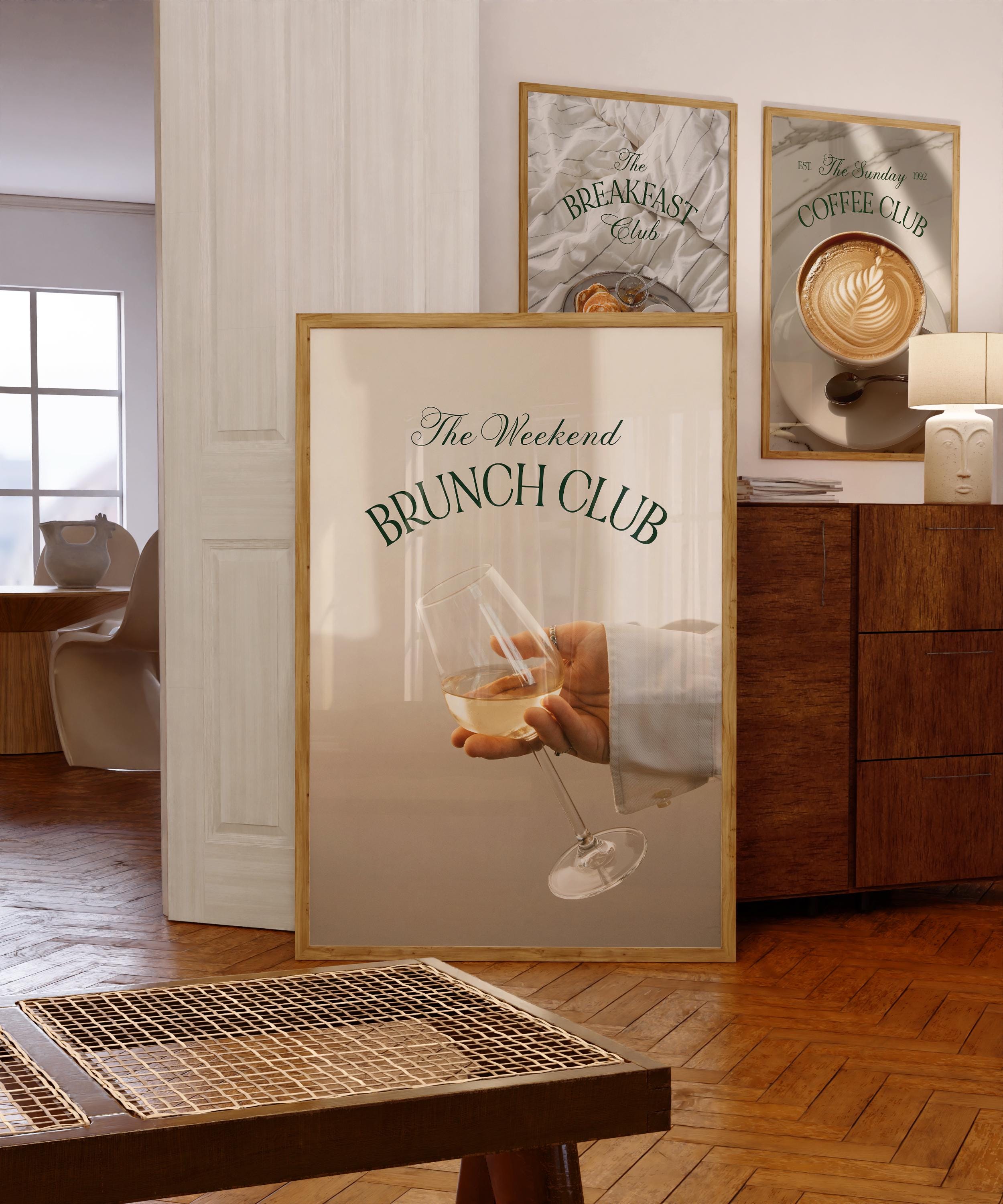 The Brunch Club Printable Art Wine Poster, Kitchen Wall Art Breakfast ...