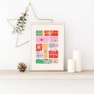 Pastel Christmas Prints Gallery Wall Art: Set of 8 Cute Christmas ...