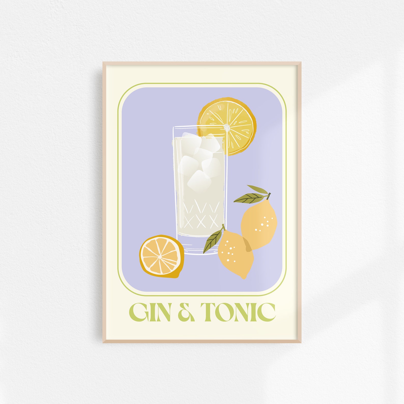 Gin & Tonic Printable Art Cocktail Bar Cart Wall Art, Gin and Tonic ...