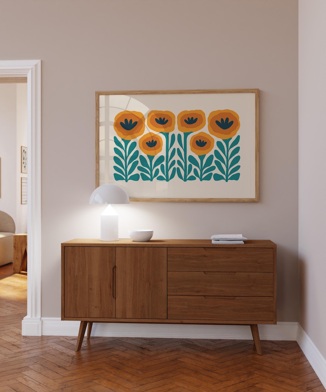 Bold Pop Art Print Poppies Printable Art, Maximalist Living Room Wall ...