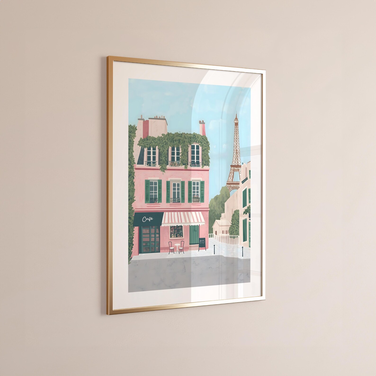 Paris Painting Cafe Watercolor Printable Art, La Maison Rose Cute Pink ...