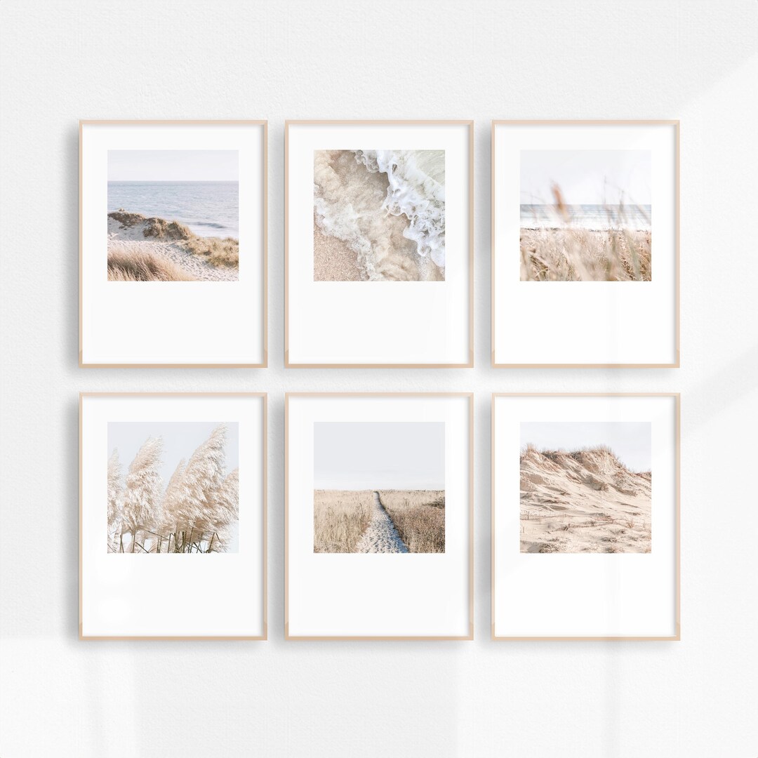Neutral Coastal Prints Square Beach Prints Set of 6, 8x10 Coastal Decor ...