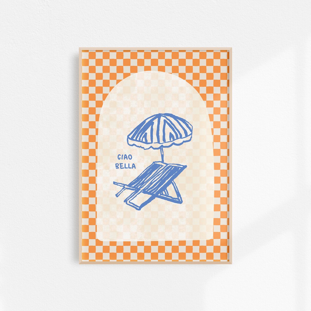 Ciao Bella Print Italy Poster Trendy Printable Art, Beach Umbrella Art ...
