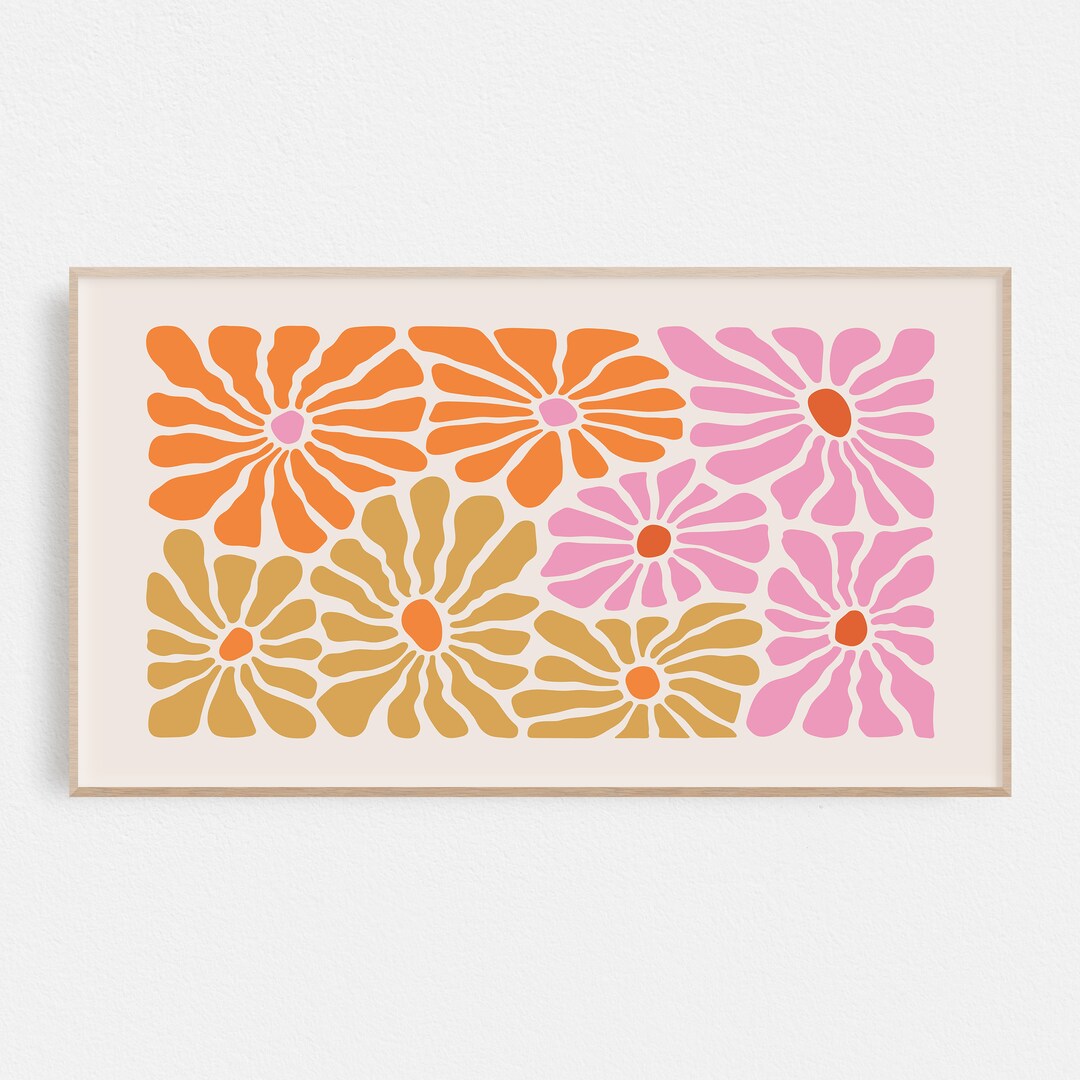 Retro Frame TV Art Pink Orange Samsung Frame TV Art, Art for Frame Tv ...