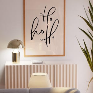 Ho Ho Ho Printable Art Modern Minimalist Christmas Wall Art, Black ...