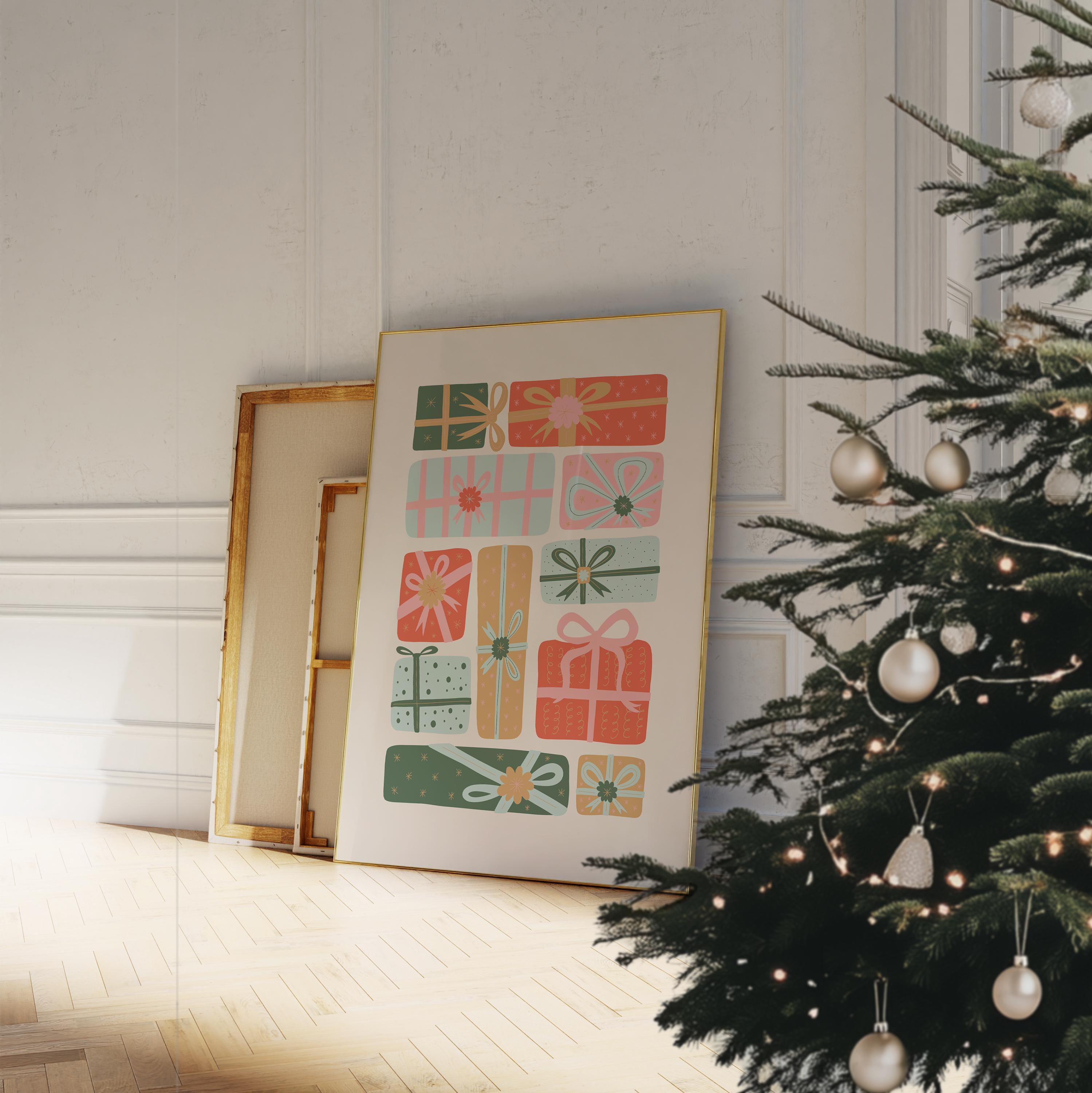 Retro Christmas Print Set of 3 Modern Christmas Printable Art, Trendy ...