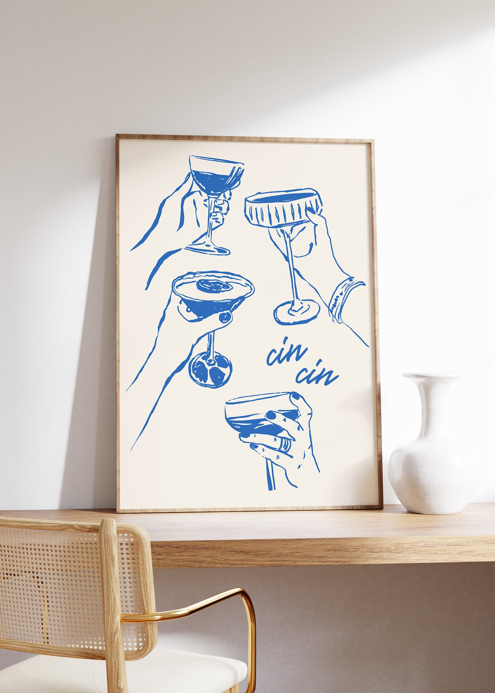 Blue Italy Poster Set Cheers Printable Art, Trendy Wall Art Ciao Print ...