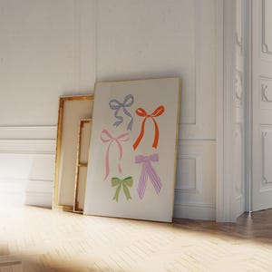 Bows Printable Art Coquette Room Decor, Preppy Bow Wall Art Aesthetic ...