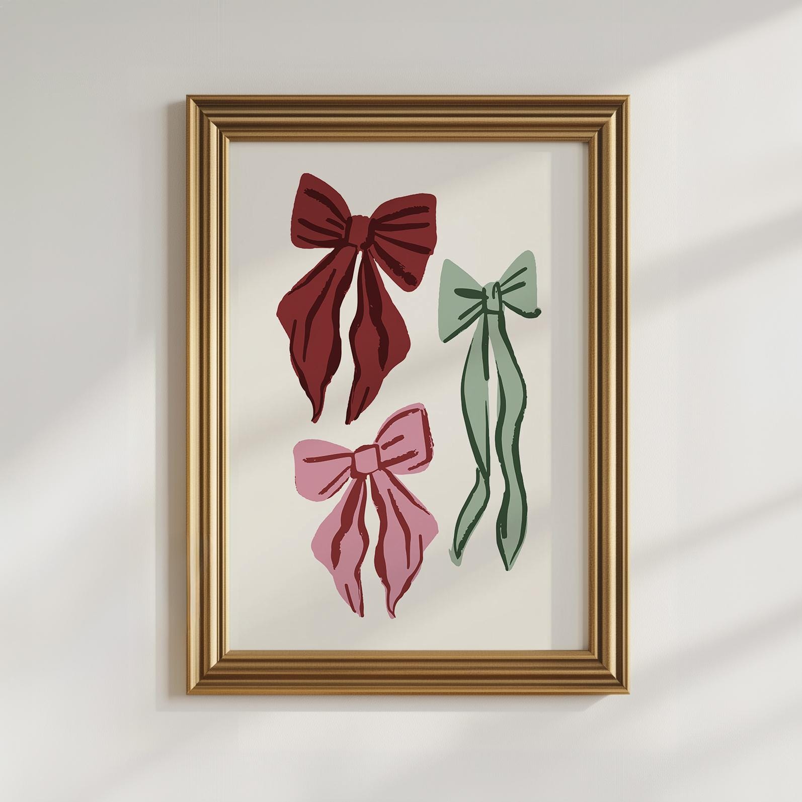 Preppy Christmas Wall Art Set of 3: Red & White Christmas Printable Art ...
