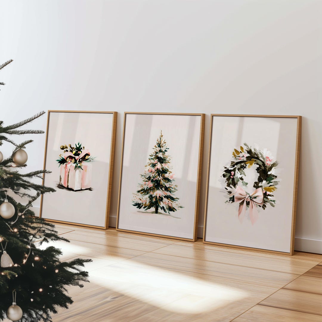 Neutral Christmas Prints Set of 3: Vintage Christmas Printable Art ...