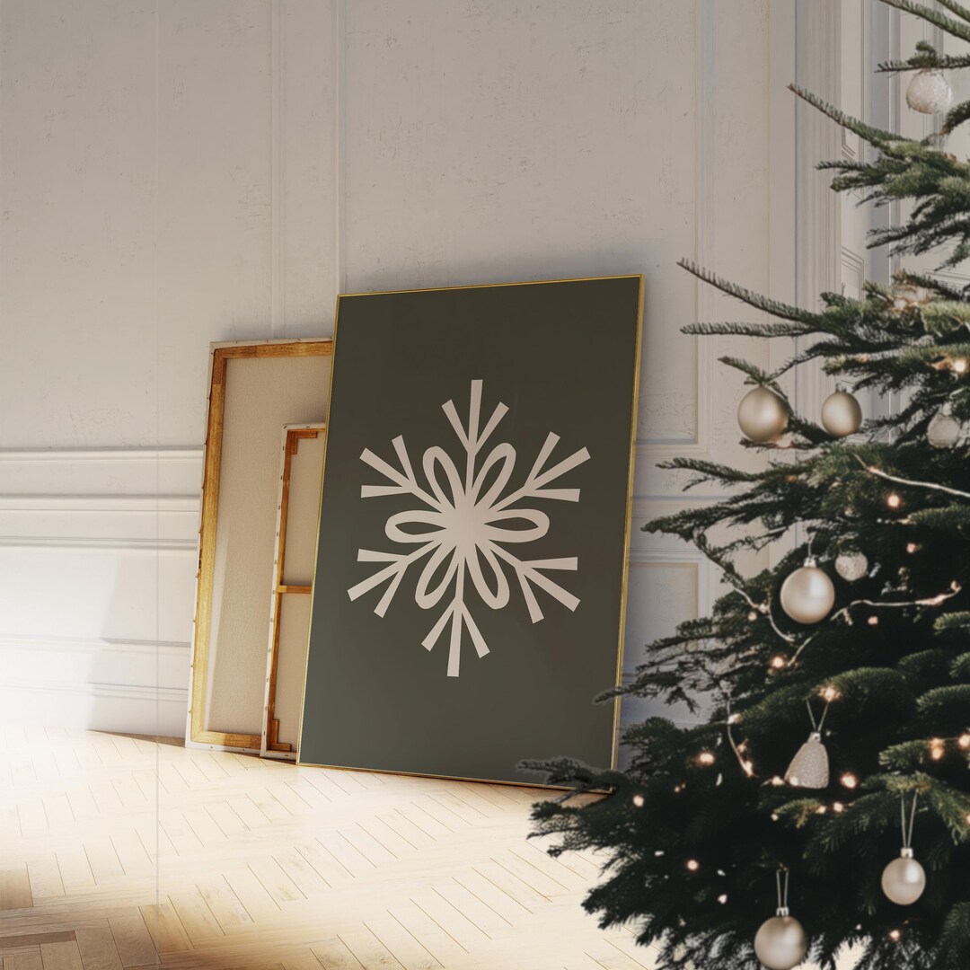 Arte imprimible de copos de nieve, arte mural navideño minimalista ...