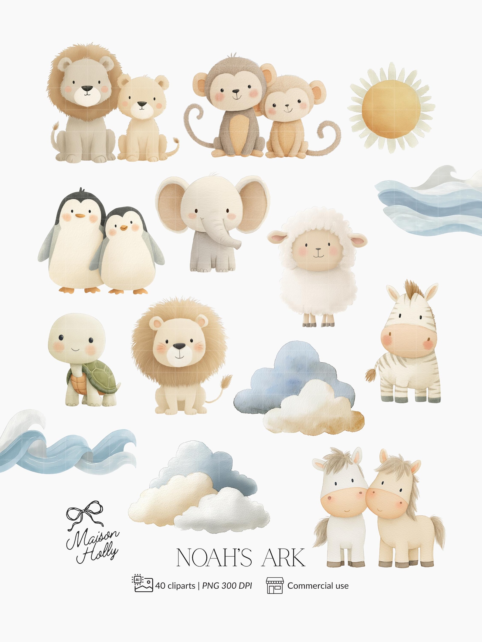 Noah’s Ark Clipart Bundle - Bible Story PNG, Christian Religious ...