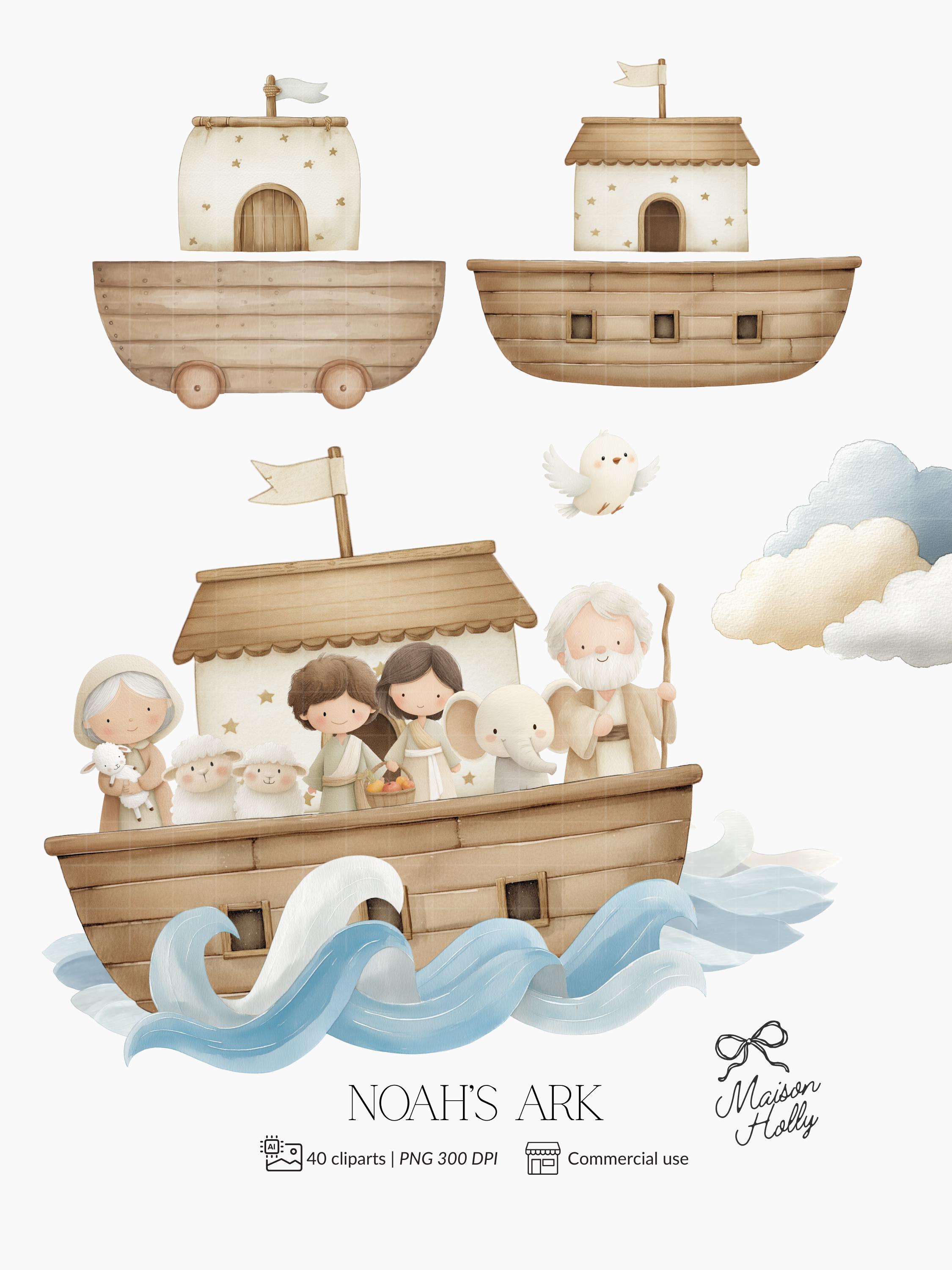 Noah’s Ark Clipart Bundle - Bible Story PNG, Christian Religious ...