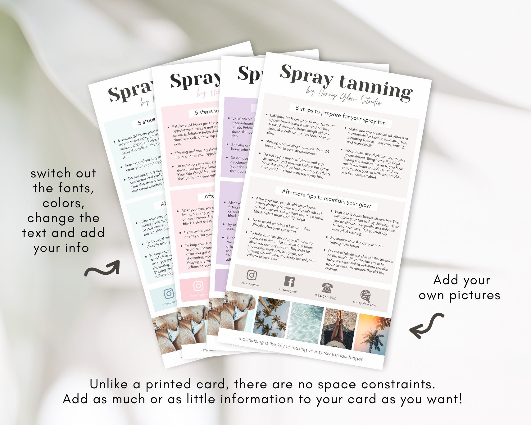 Digital Spray Tan Care Card E-card Spray Tan Aftercare Care - Etsy