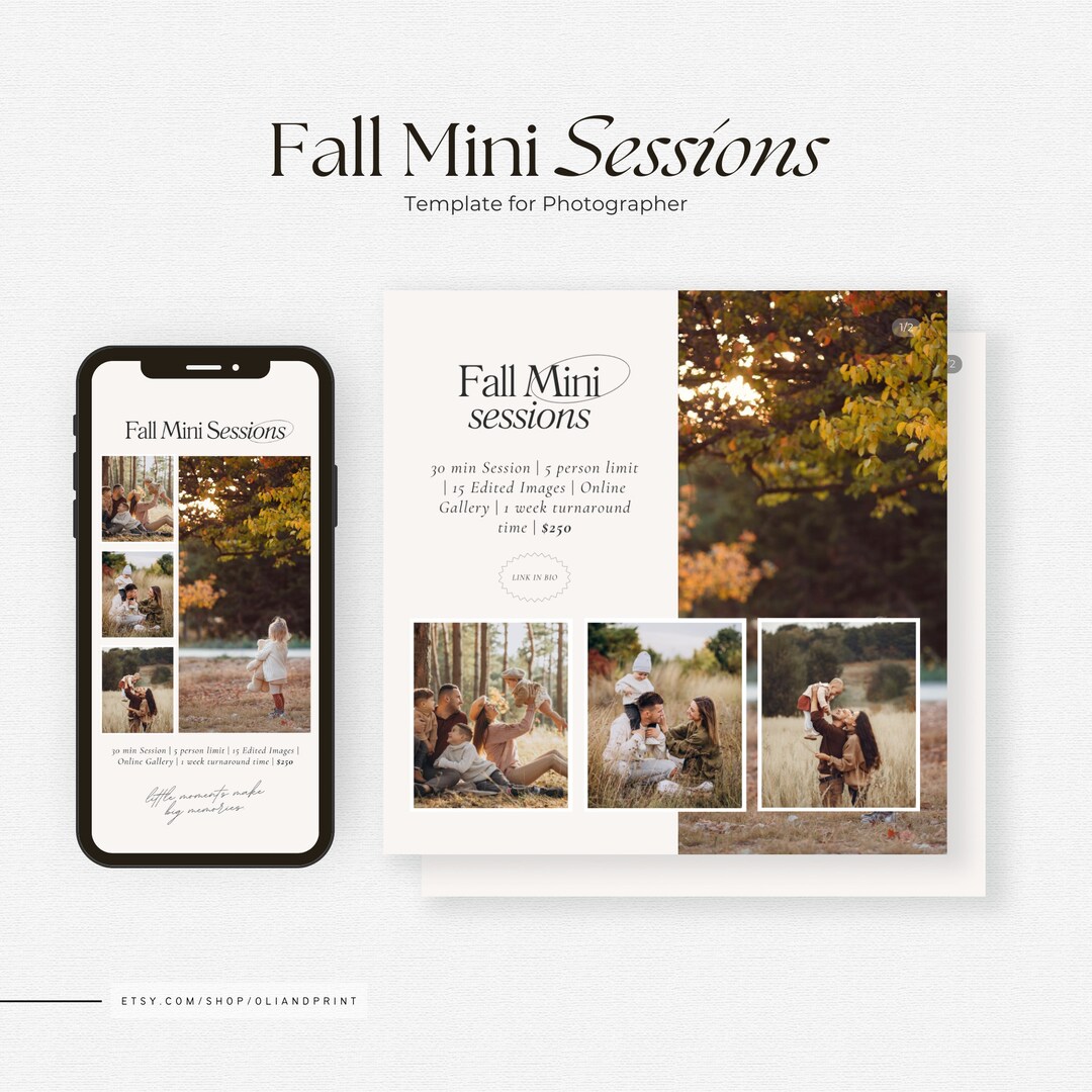 Fall Mini Session Template, Autumn Mini Session Template, Marketing ...