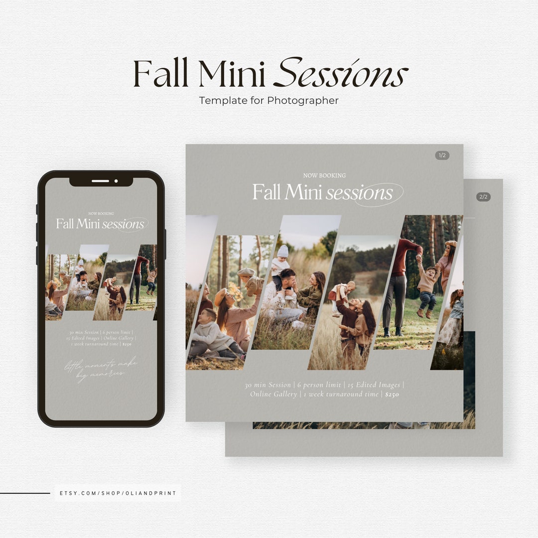 Fall Mini Session Template, Autumn Mini Session Template, Marketing ...