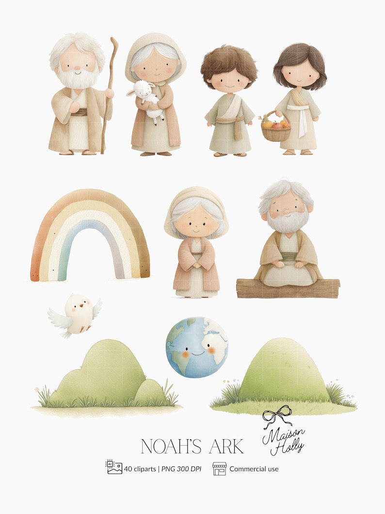 Noah’s Ark Clipart Bundle - Bible Story PNG, Christian Religious ...
