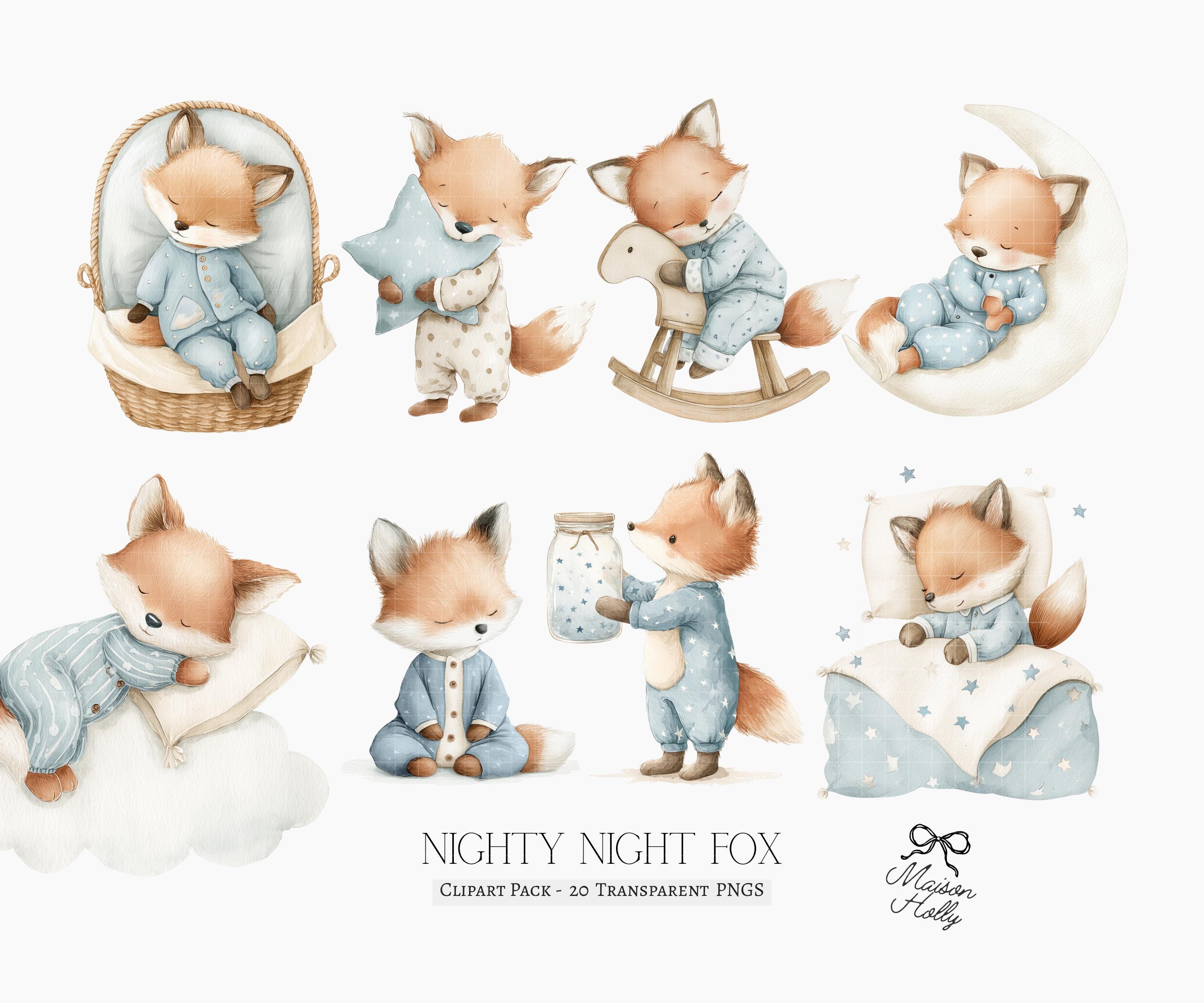 20 Baby Fox Nursery Clipart, Watercolor Fox Birthday, Neutral Nursery ...