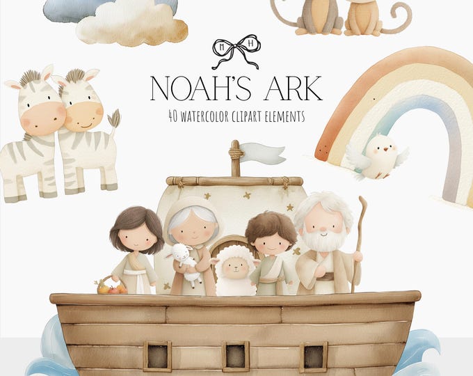 Noah’s Ark Clipart Bundle - Bible Story PNG, Christian Religious ...