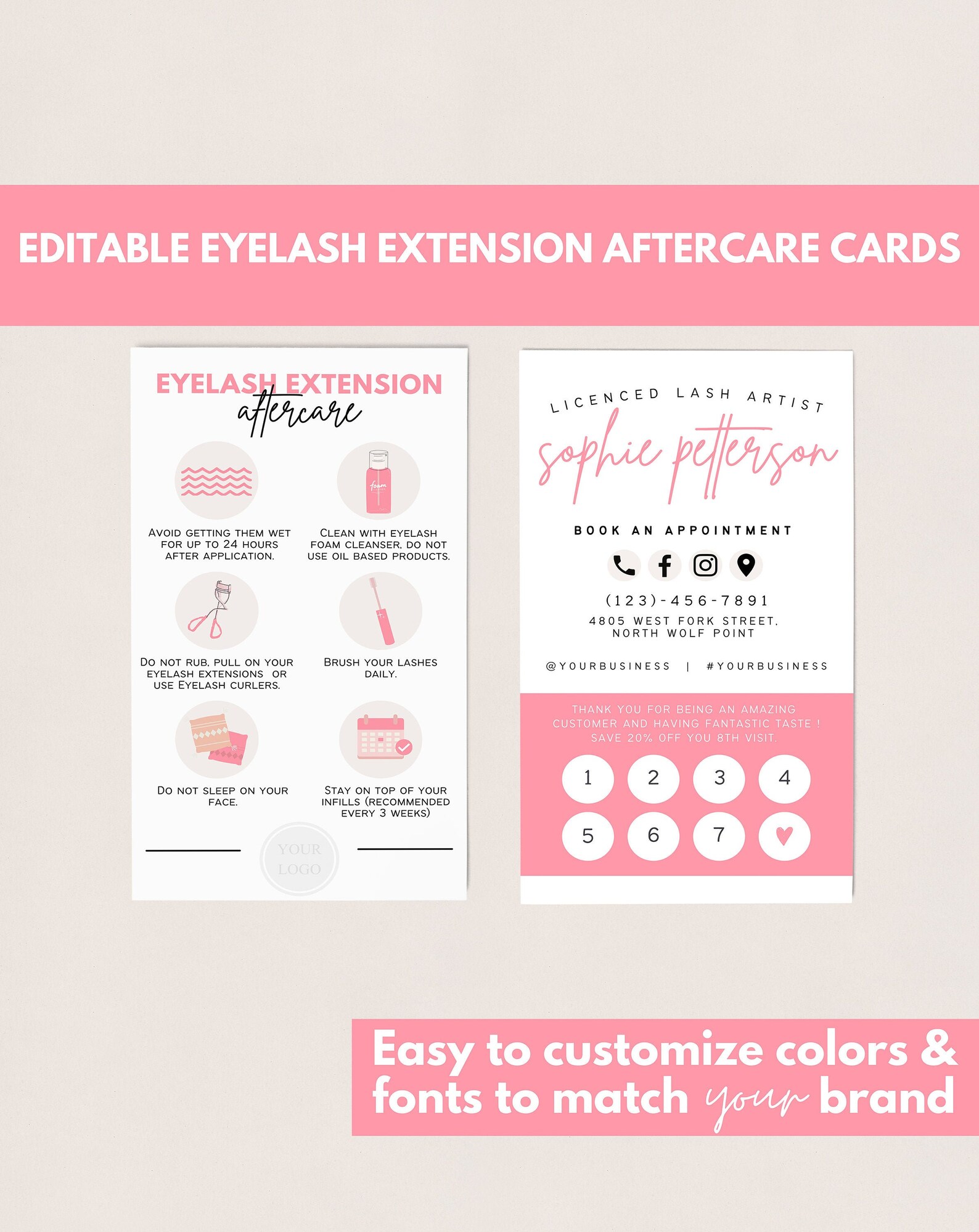 Lash Extensions Care Instructions Editable Lashes Aftercare - Etsy