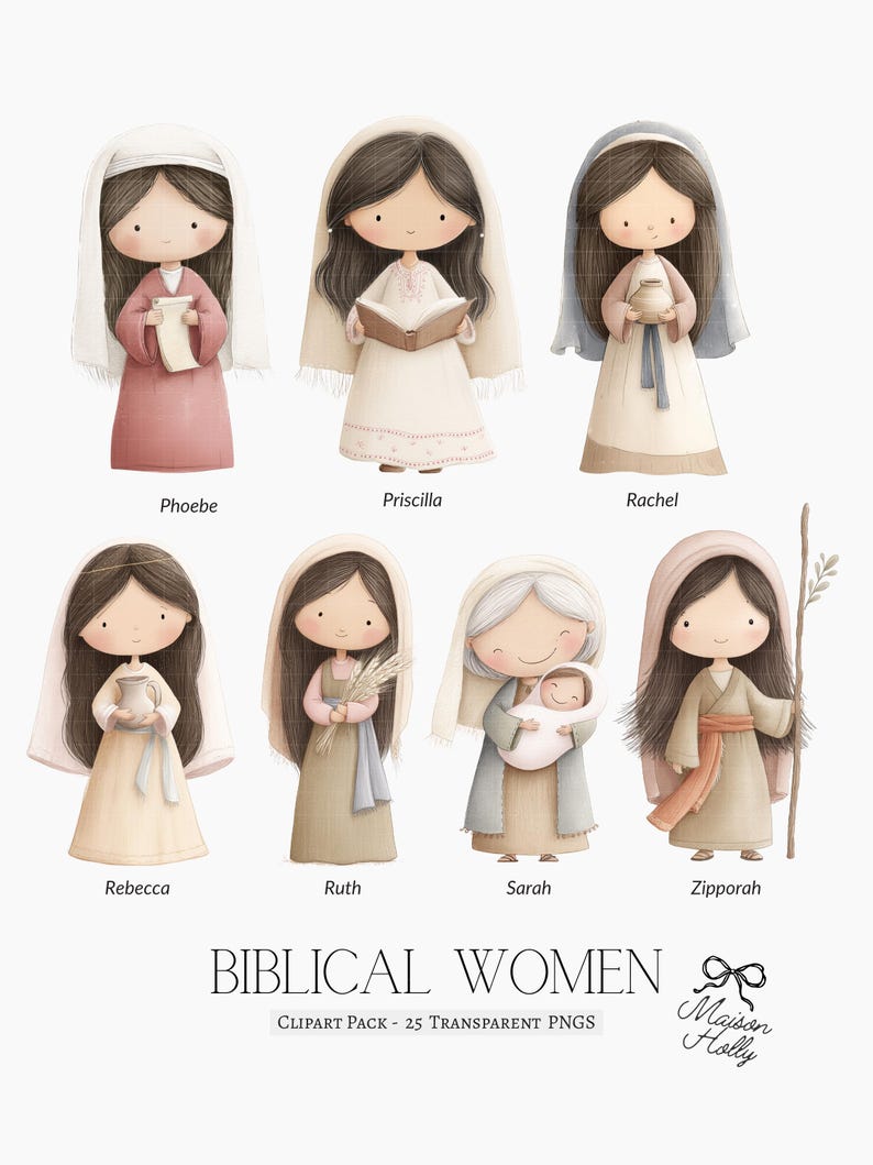 25 Women of the Bible Clipart – Watercolor Christian Art, Printable PNG ...