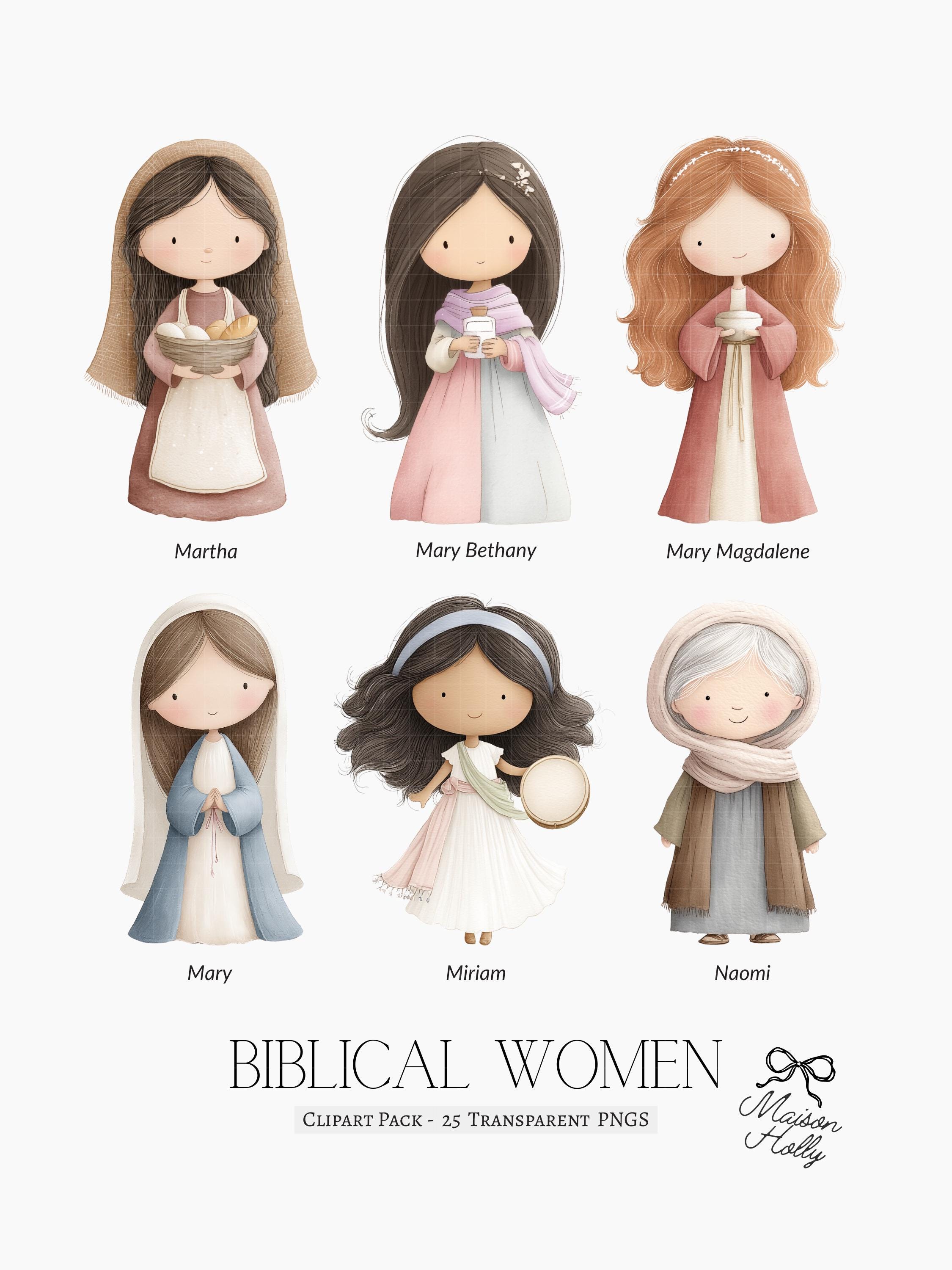 25 Women of the Bible Clipart – Watercolor Christian Art, Printable PNG ...