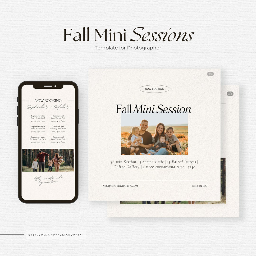 Fall Mini Session Template, Autumn Mini Session Template, Marketing ...