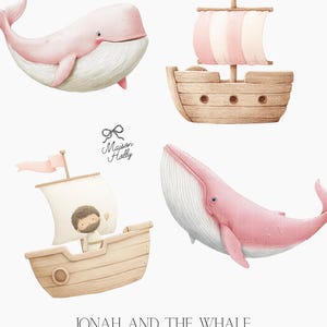 Jonah and the Whale Clipart Set, Biblical Story Clipart, Cute Bible PNG ...