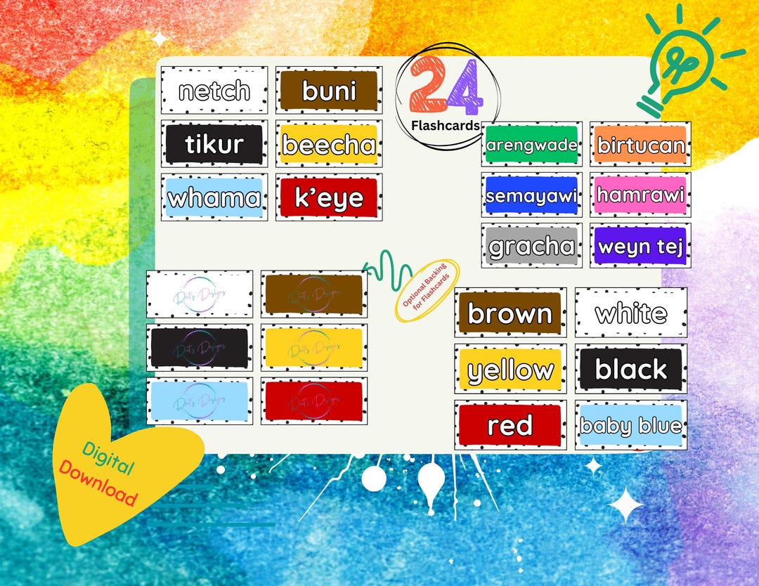 Amharic and English Color Flashcards – Printable Learning Cards for ...