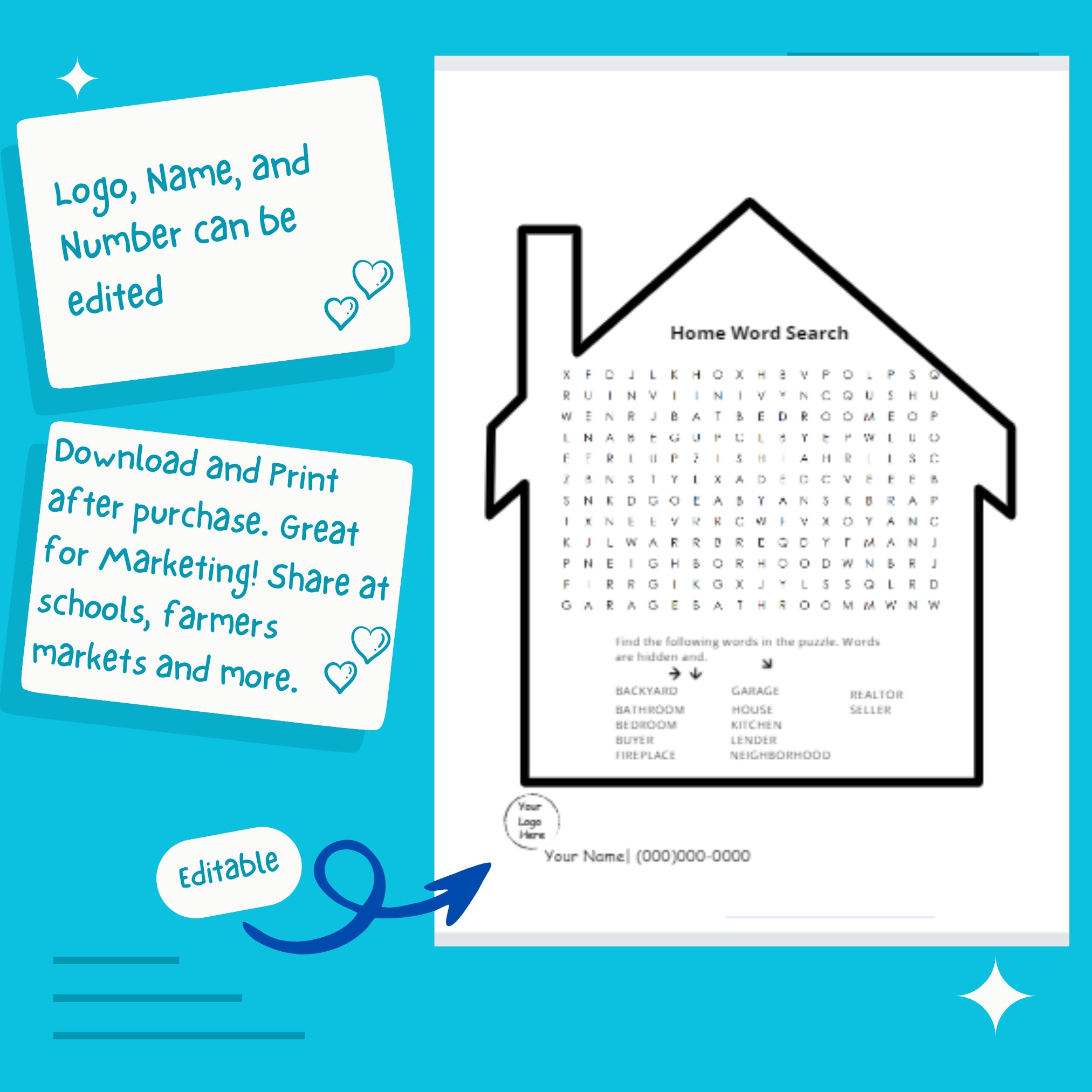 Real Estate Wordsearch Activity Sheets - Etsy
