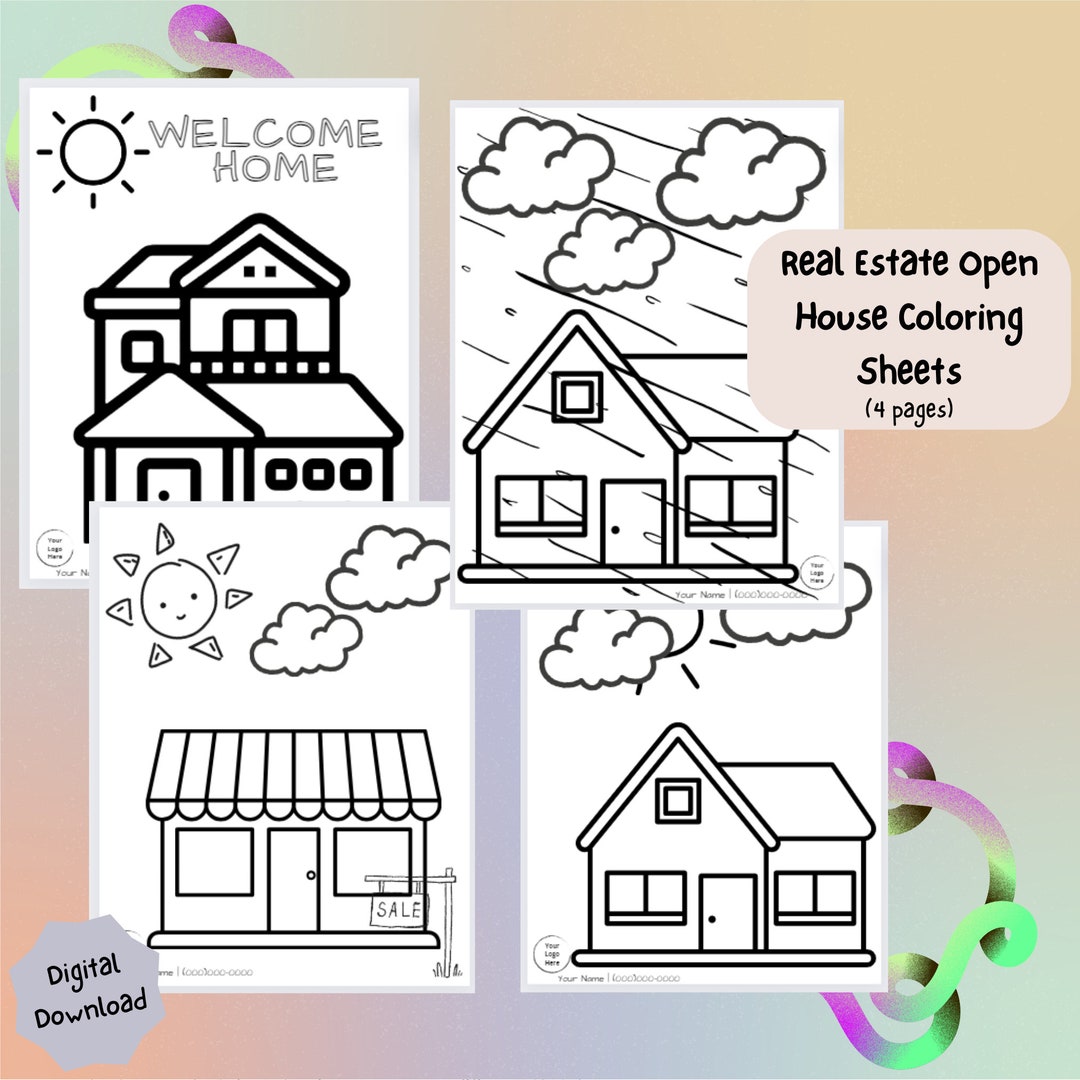 Real Estate Open House Coloring Sheets - Etsy