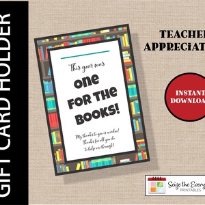 Teacher Appreciation Gift Card Holder. One for the Books | Etsy
