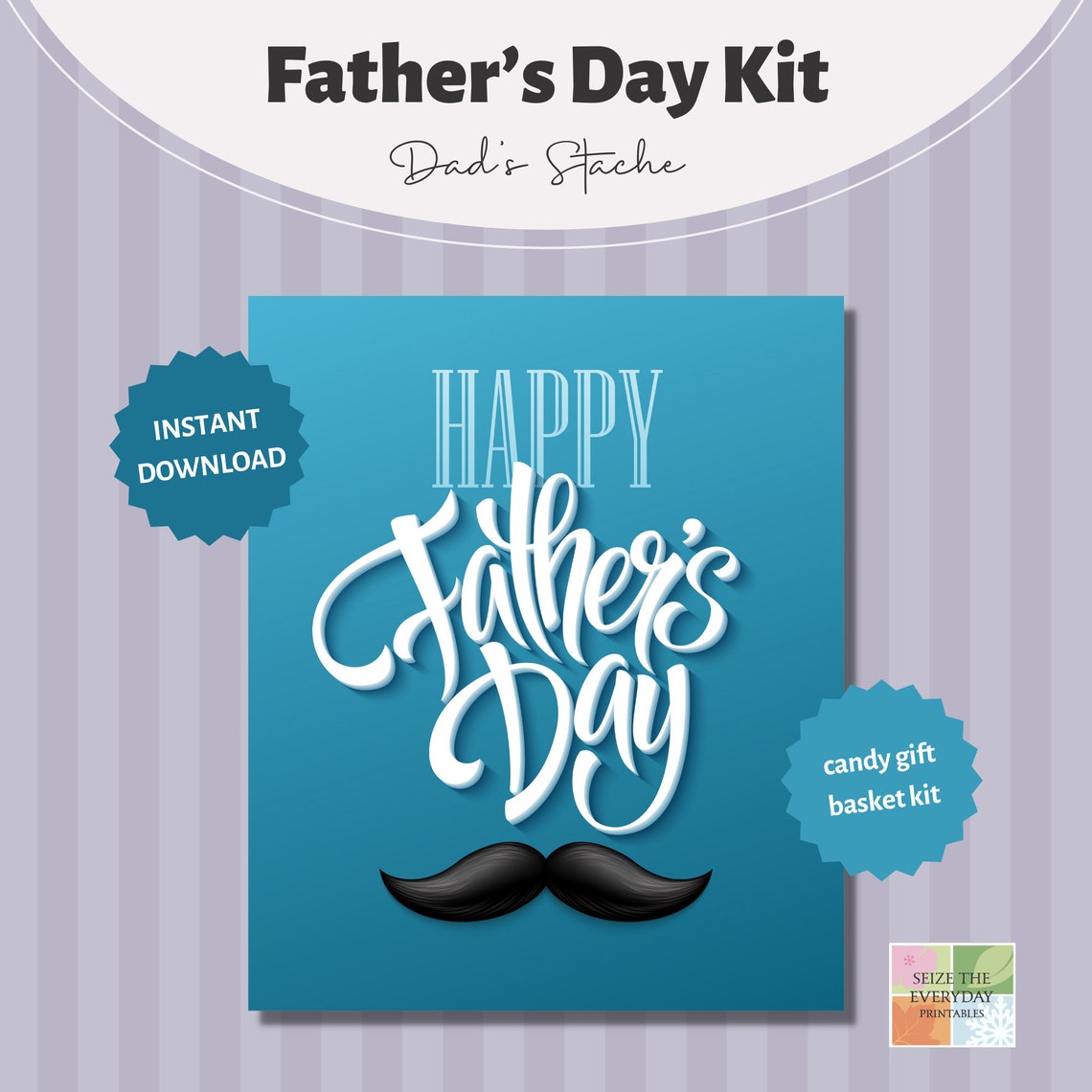 Fathers Day Printable Candy Gift Basket Kit. Dads Stache. - Etsy