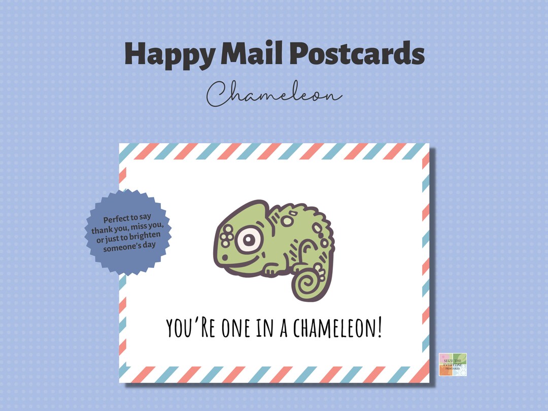 One in a Chameleon Postcard. Color and B&W Versions Included. Happy ...
