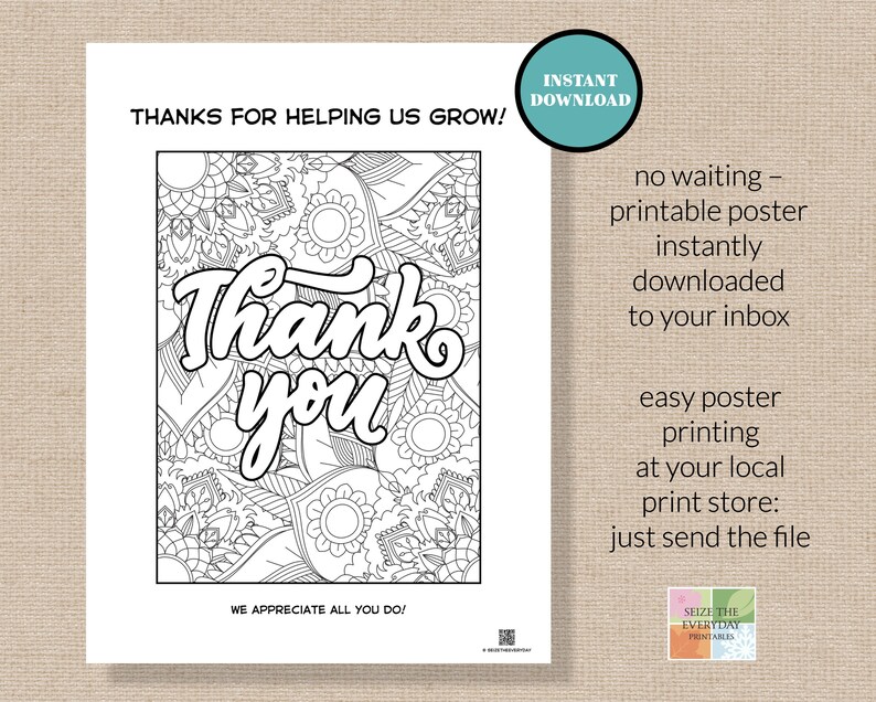 Teacher Appreciation Poster. Helping Us Grow. Coloring Poster. Poster ...