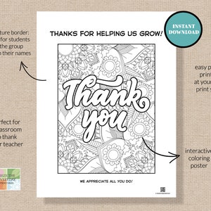 Teacher Appreciation Poster. Helping Us Grow. Coloring Poster. Poster ...