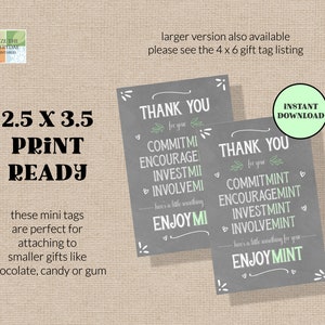 MINI Mint Gift Tag, Encouragemint, Printable, Thank You Tag, Teacher ...