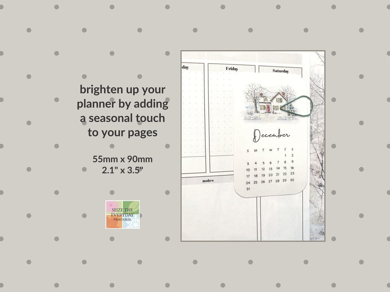 Printable 2024 Calendar Journal Cards. Monthly. Watercolor Houses ...
