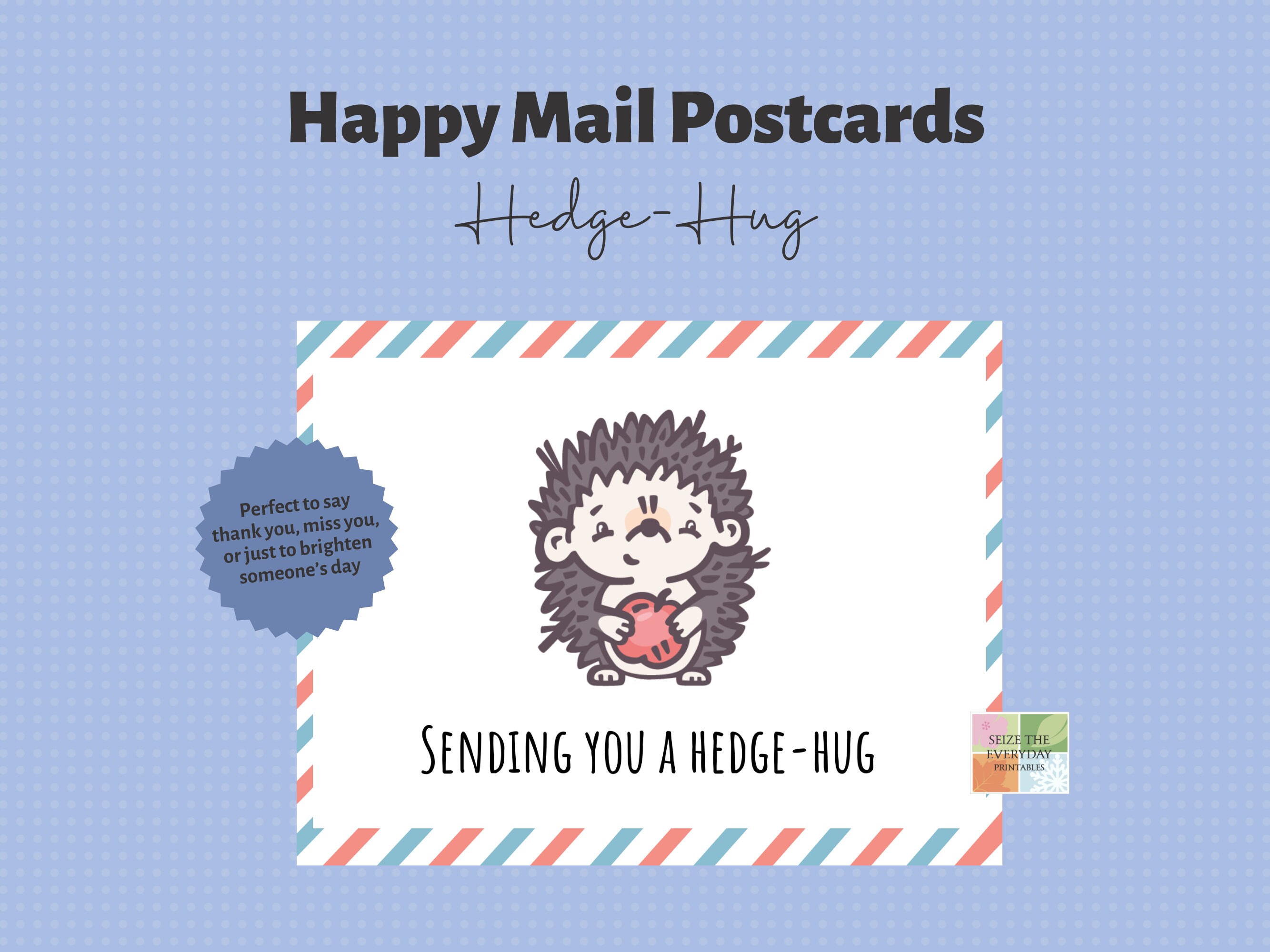 Hedge-hug Postcard. Color and B&W Versions Included. Happy Mail ...