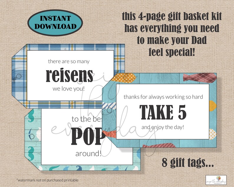 Fathers Day Printable Candy Gift Basket Kit. Dads Stache. - Etsy