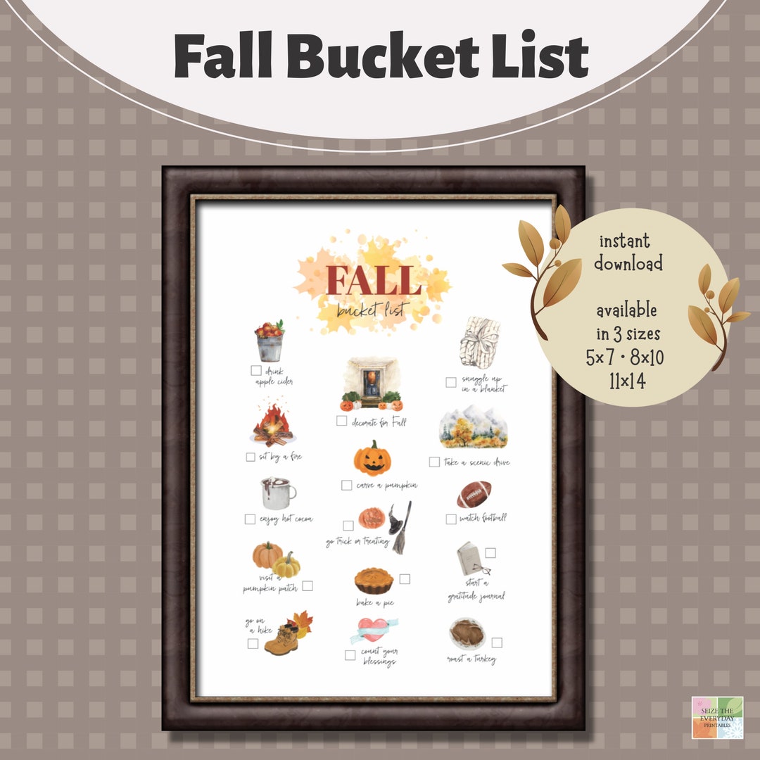 Fall Bucket List. Printable. Autumn Bucket List. Fall Checklist. Fall ...