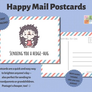 Hedge-hug Postcard. Color and B&W Versions Included. Happy Mail ...
