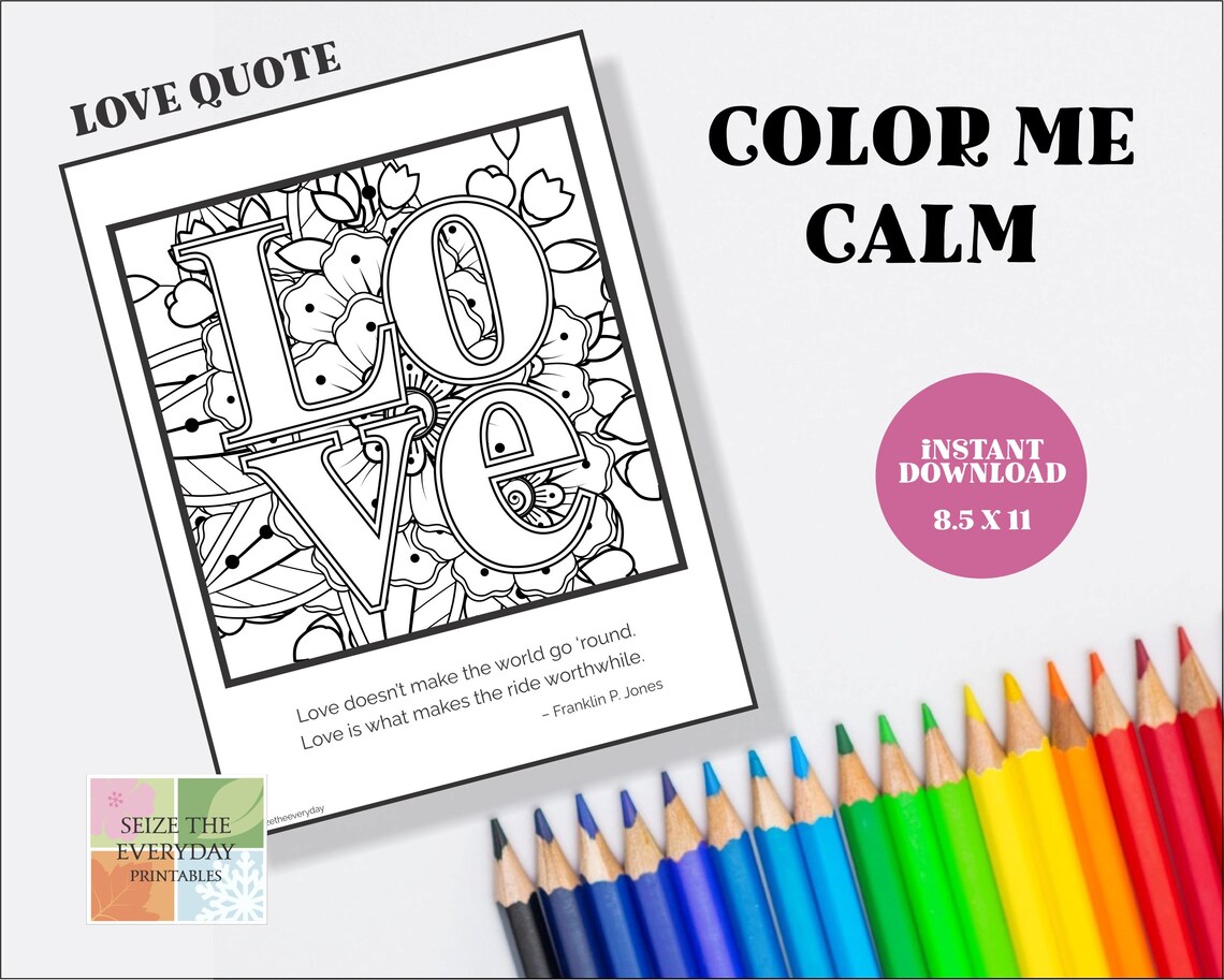 Love Quote Coloring Page. Color Me Calm Series. Adult and Teen - Etsy